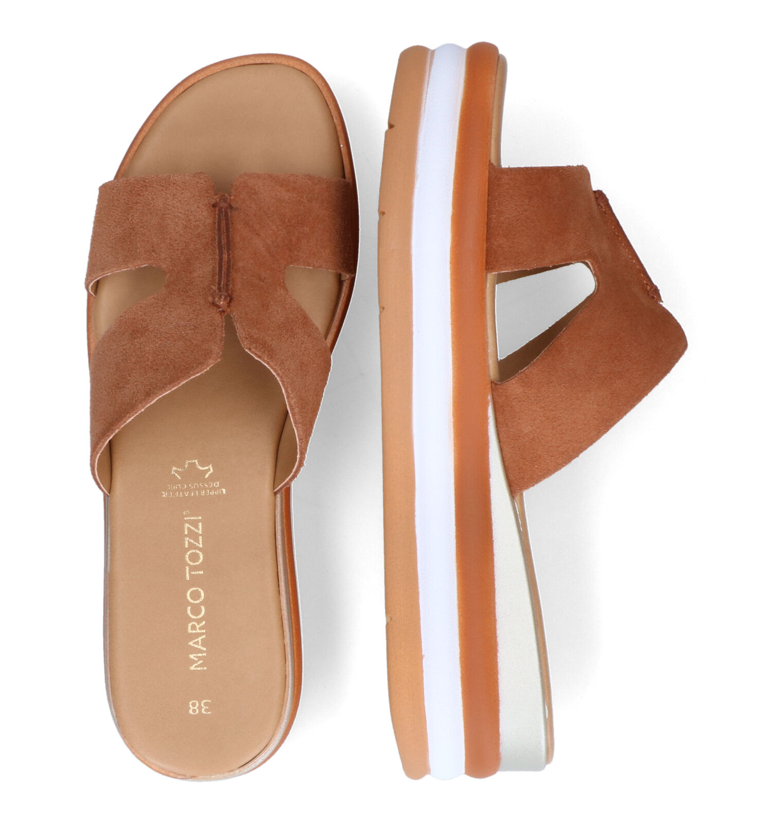 Marco Tozzi Cognac Slippers | Dames Slippers