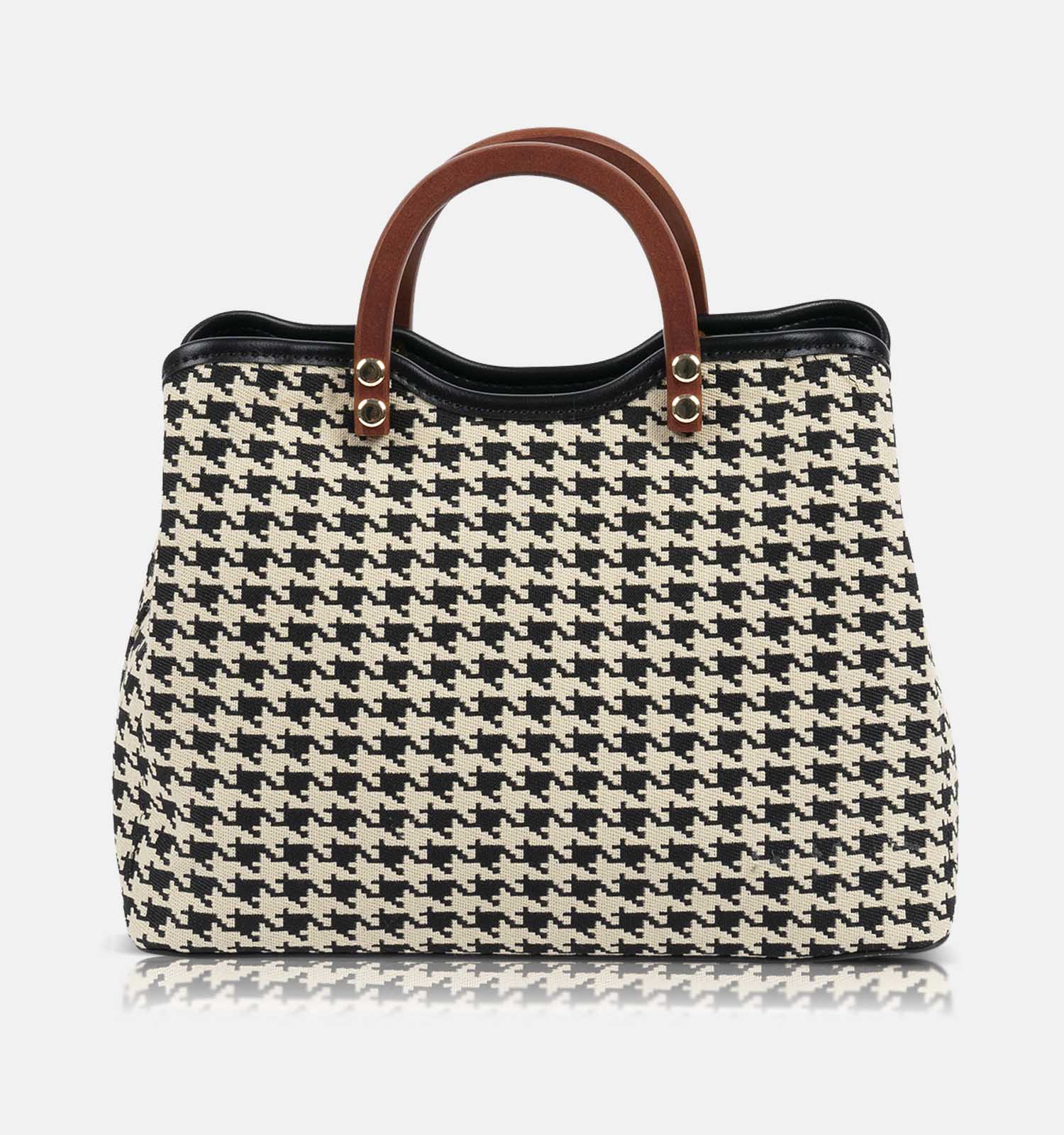 Inyati Inita Tweed Zwarte Handtas met riem | Dames Handtassen