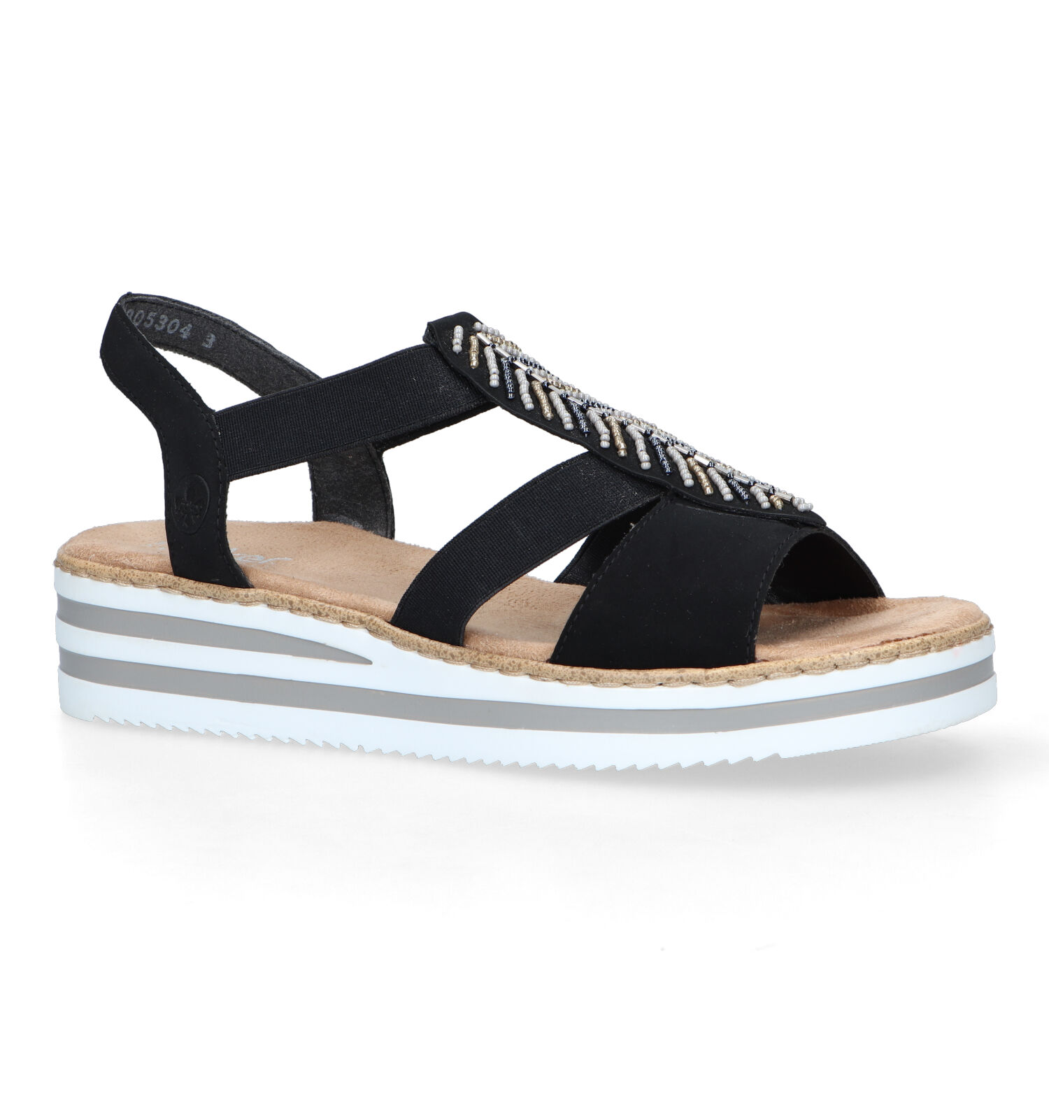 Rieker Zwarte Sandalen met Sleehak | TORFS.BE | Gratis verzend en retour