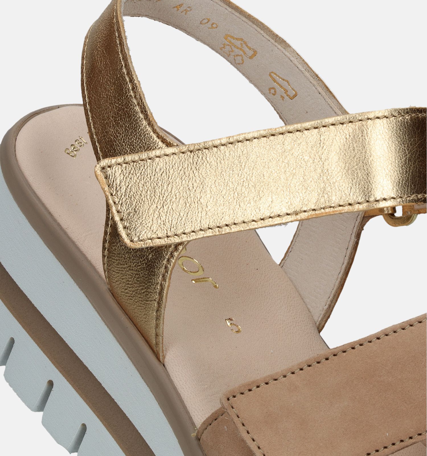 Gabor Best Fitting Gouden Sandalen Met Plateauzool | Dames Sandalen ...