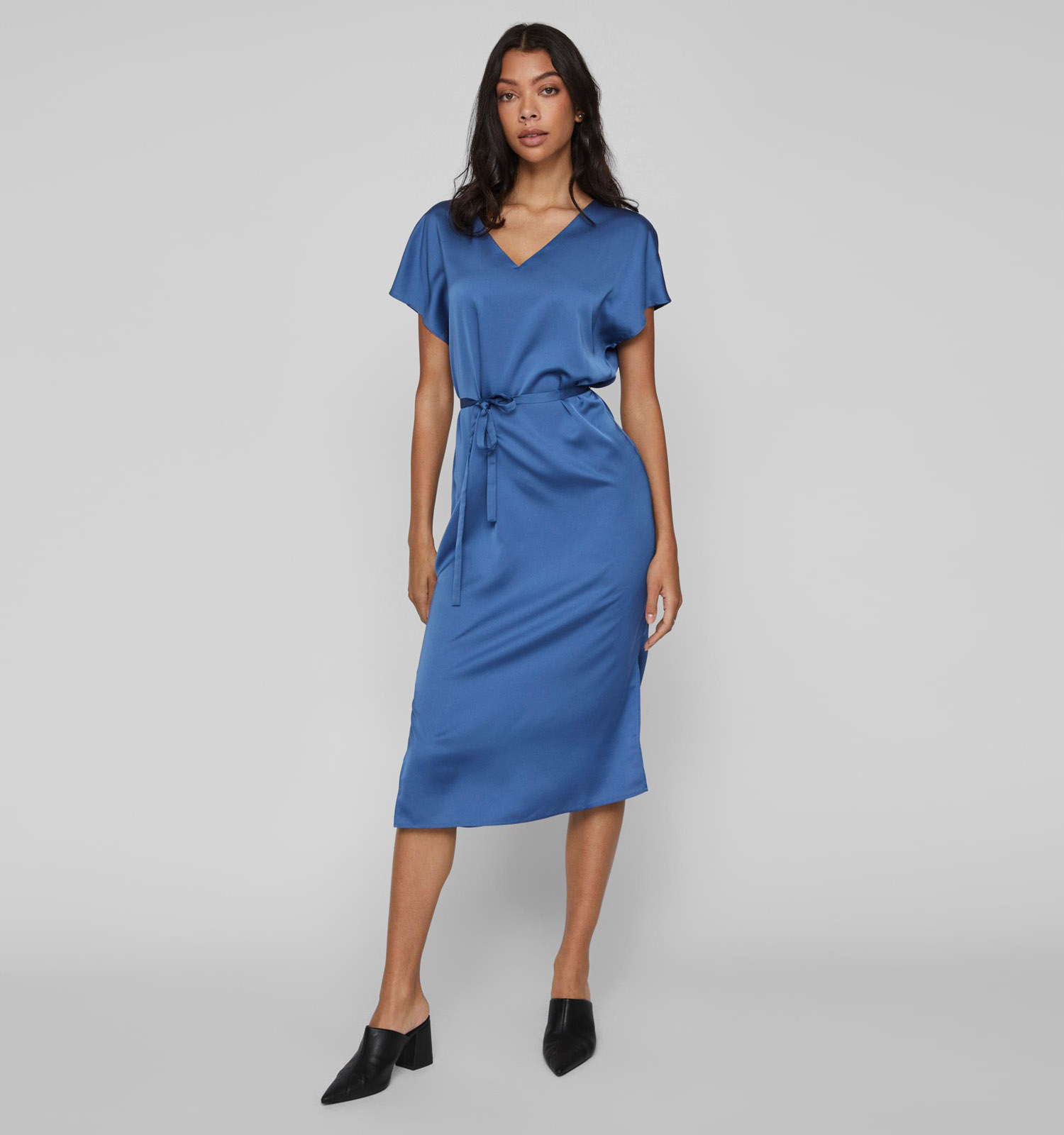 Vila Ellette Blawu Satijnen Kleed | Dames Kleedjes