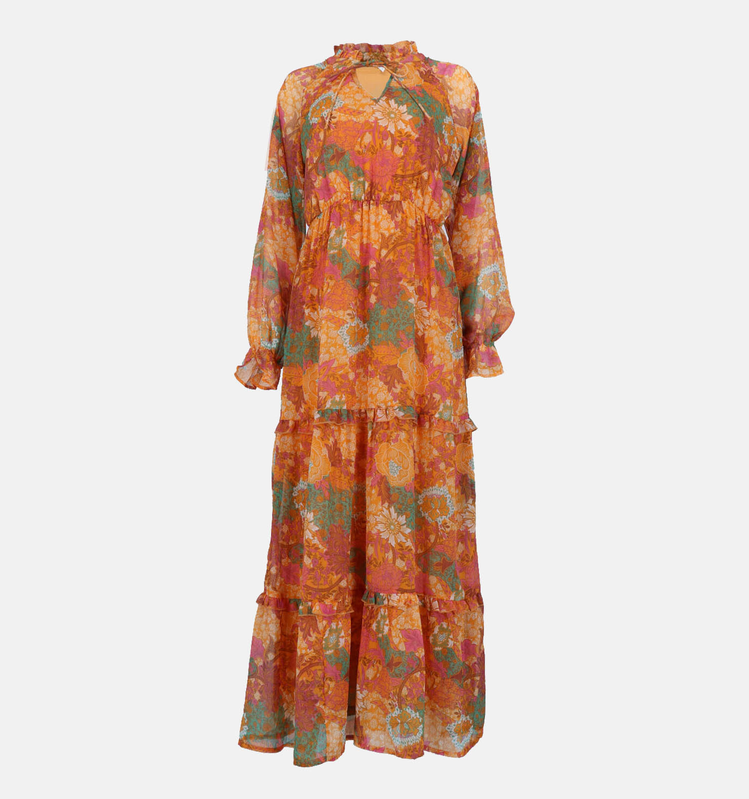JDY Luna Oranje Maxi Boho Kleed | TORFS.BE | Gratis verzend en retour
