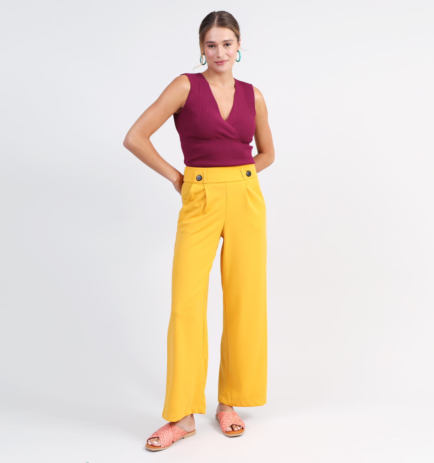 JDY Geggo Gele Wijde broek L32 | Dames Broeken