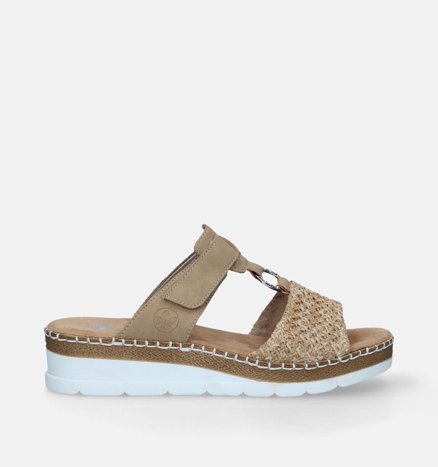 Rieker Beige Slippers met sleehak | Dames Slippers | Online op TORFS.BE