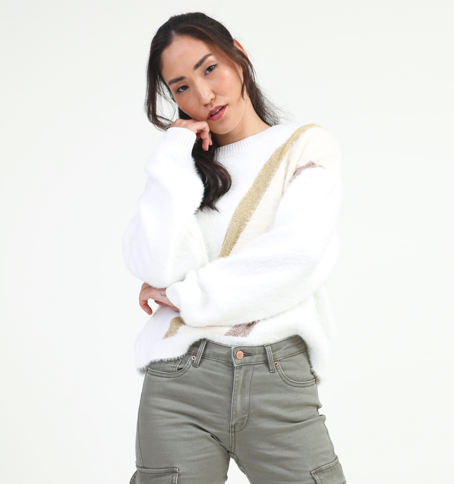 Pieces Milo Witte Gebreide trui | Dames Truien